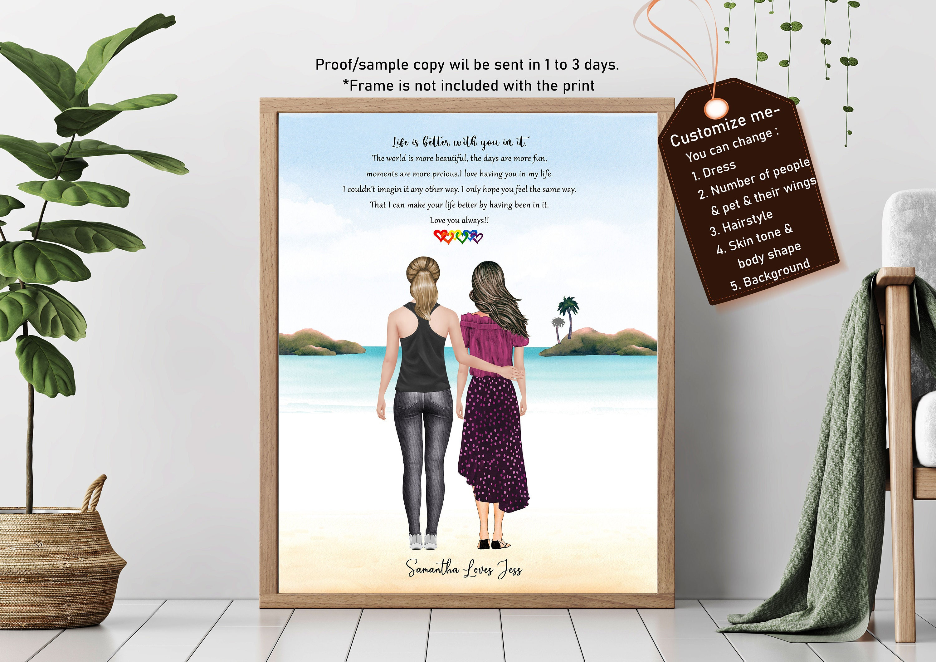 Personalized Lesbian Couple Anniversary Frame Lesbian Wedding T For