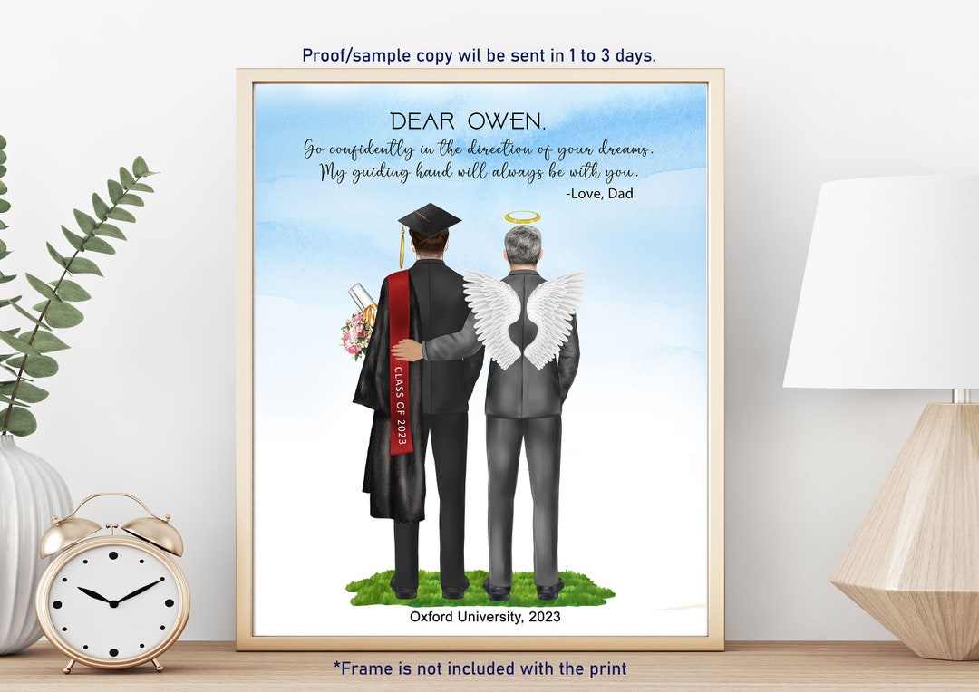 GRADUATED SON DAD Remembrance Gift-custom Graduation Memorial Print ...