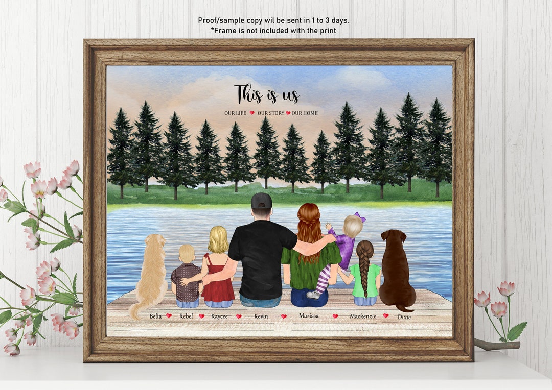 PERSONALIZED FAMILY PORTRAIT With Pets Family and Dog Portrait - Etsy