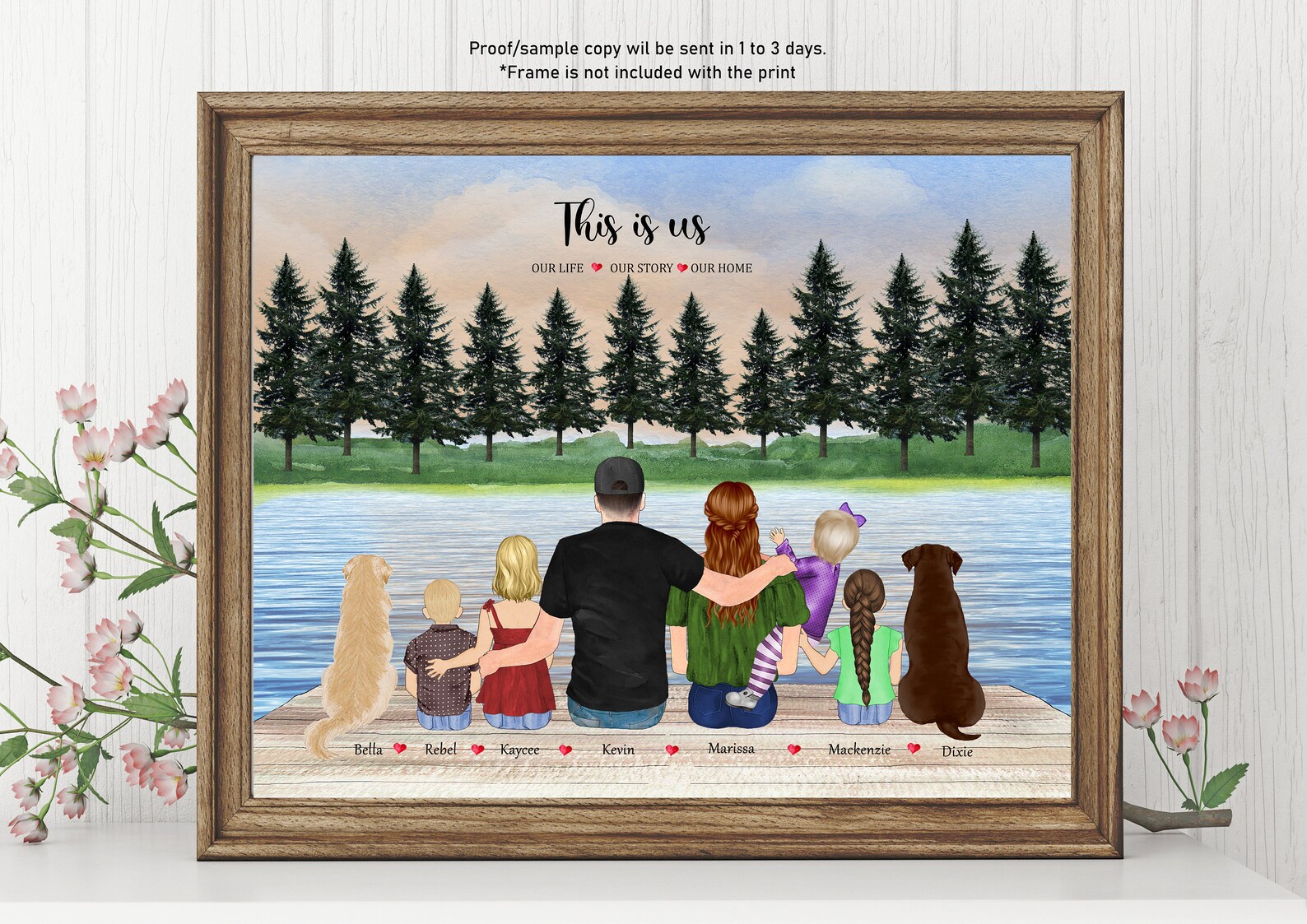 PERSONALIZED FAMILY PORTRAIT With Pets Family and Dog Portrait - Etsy