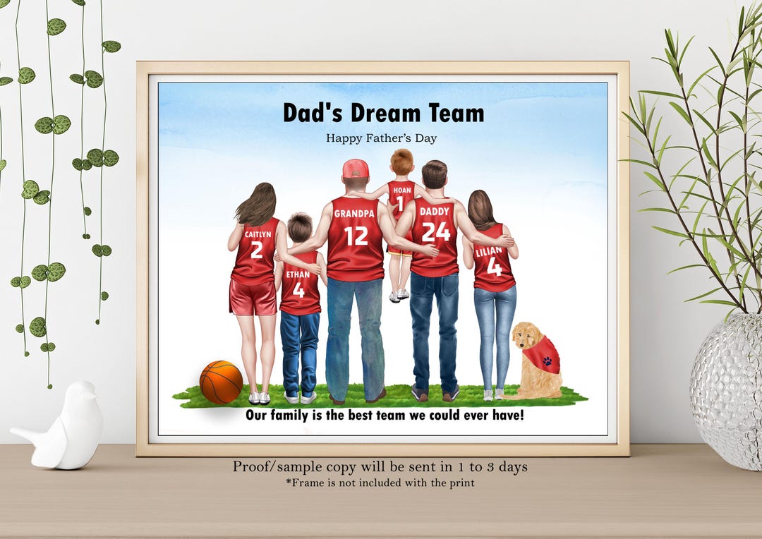 Personalised BASKETBALL FAMILY PORTRAIT With Pet-custom Father's Day ...