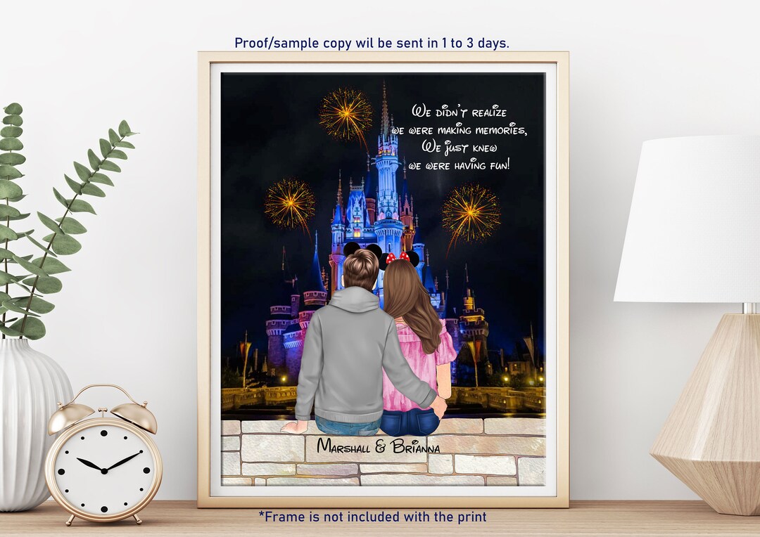 PERSONALISED DISNEY COUPLE Portrait-custom Disney World Family Print ...