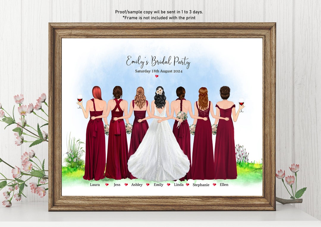 PERSONALIZED WEDDING Gift-custom Bridal Party Gift-bridesmaid Print ...