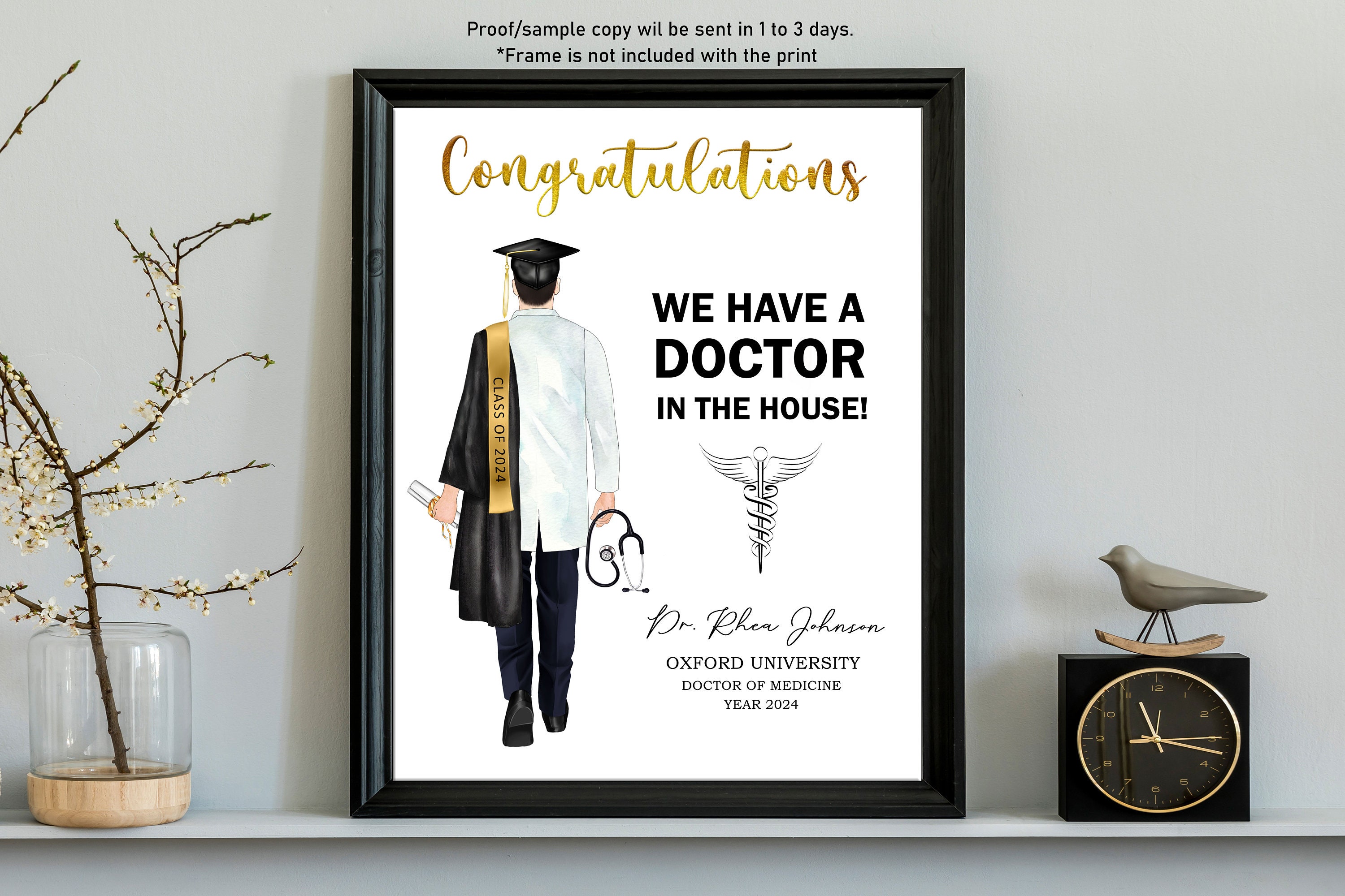 Personalized GRADUATION CARD for Doctor-congratulations Card-custom ...