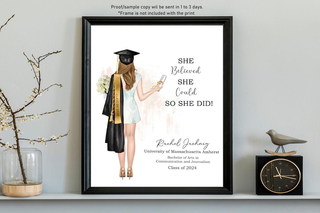 CUSTOM GRADUATION Portrait-university High School College Present for ...