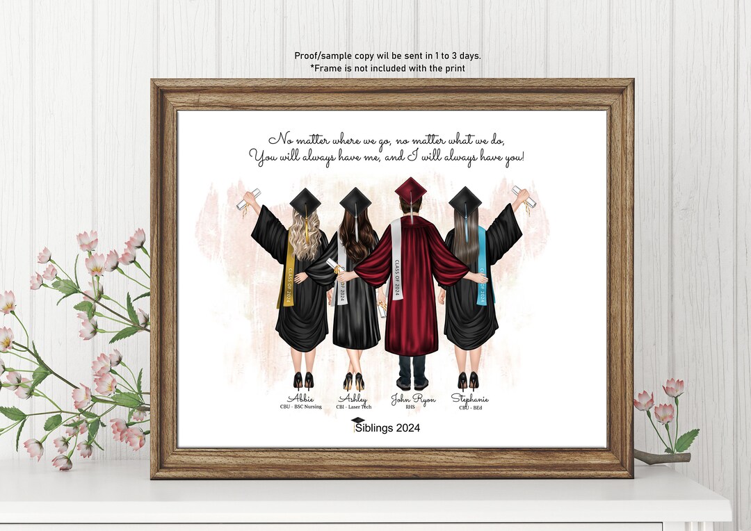 Sibling Graduation Print, Brother and Sister Graduating Together ...