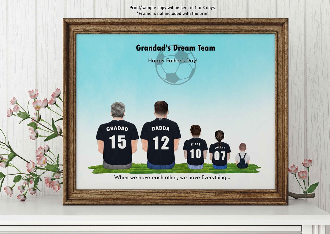 PERSONALISED FOOTBALL FAMILY Print Fathers Day Print Custom Football ...