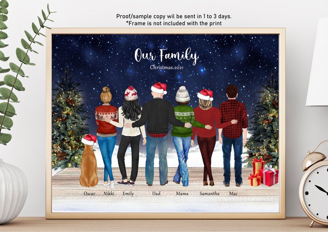 Christmas Gift, Christmas Family Portrait, Christmas Print, Gift for ...
