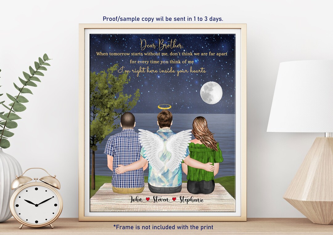 SIBLING MEMORIAL Portrait-sibling in Heaven-in Loving Memory of Brother ...