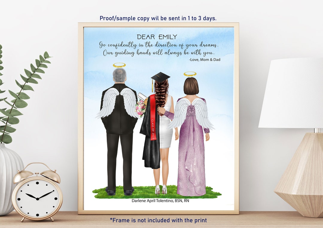 GRADUATION MEMORIAL CUSTOM Print-graduated Daughter Mom Dad Print-proud ...