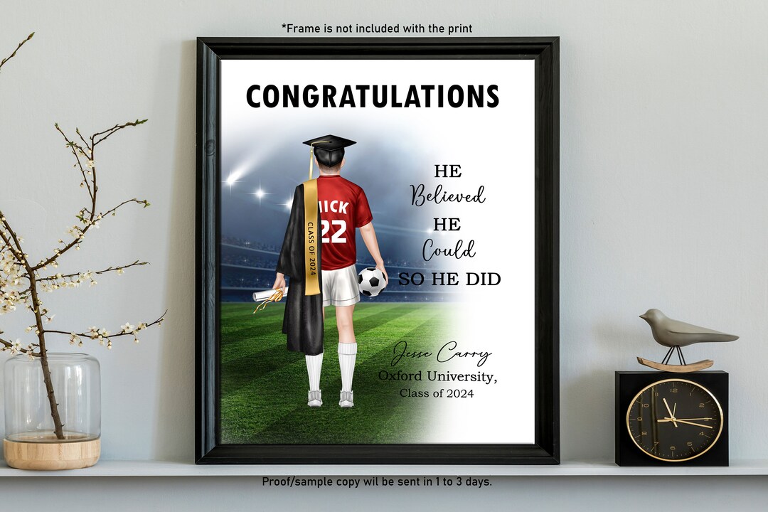 PERSONALISED SOCCER GRADUATION Print-soccer Grad Gift-senior Soccer ...