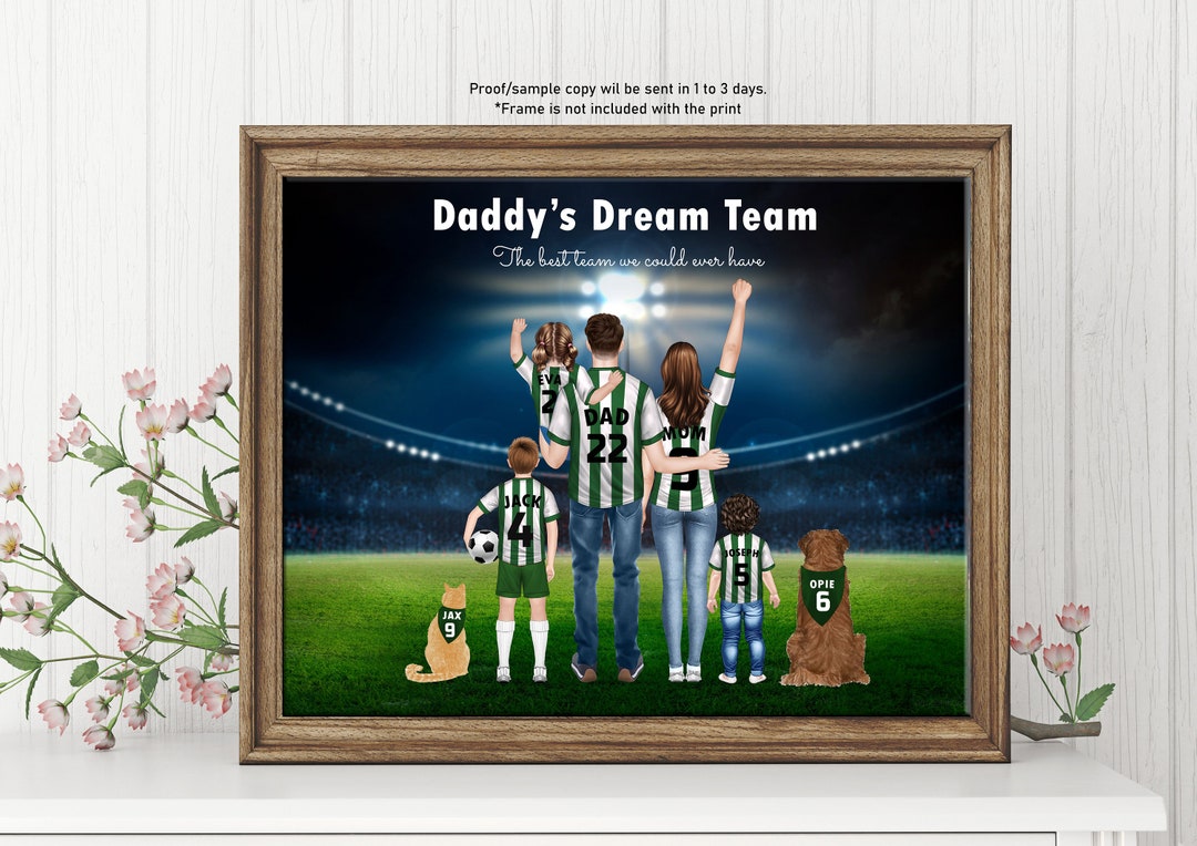 PERSONALISED FOOTBALL FAMILY Print Fathers Day Print Custom Football ...