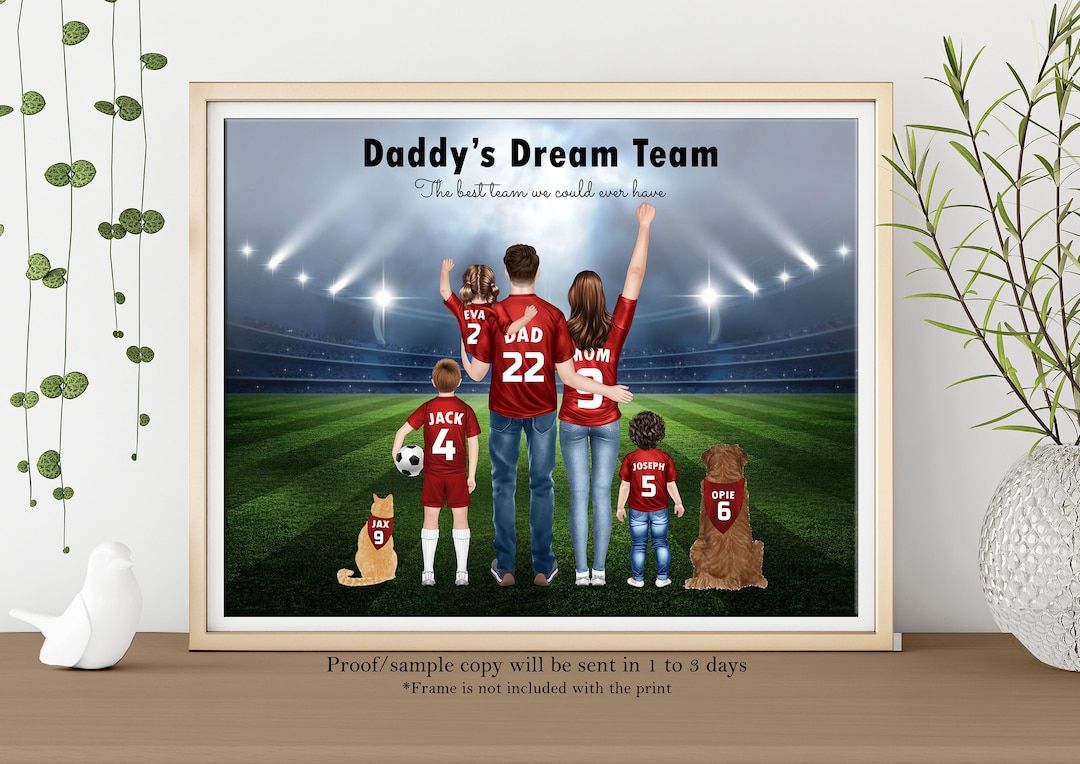 PERSONALISED FOOTBALL FAMILY Print Fathers Day Print Custom Football ...