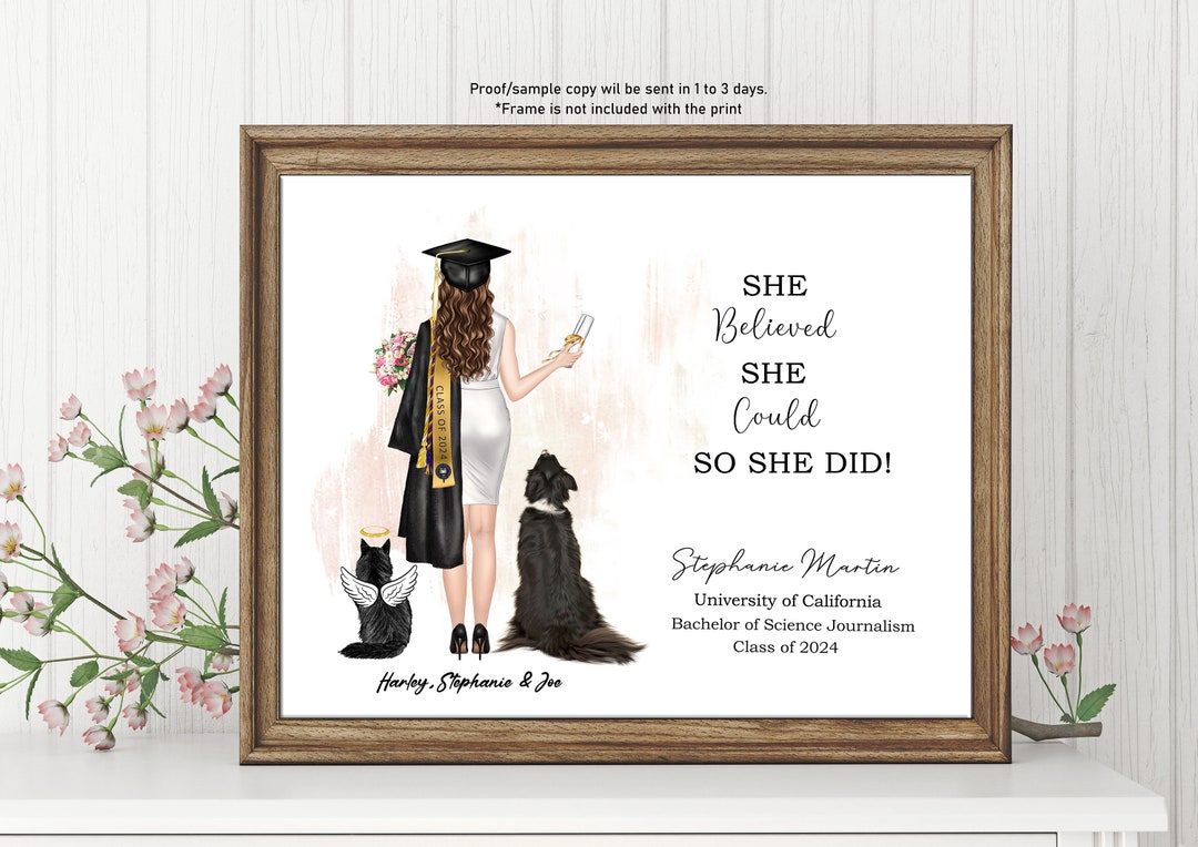 Custom Graduate With Pet Print, Personalised Graduation & Pet Print ...
