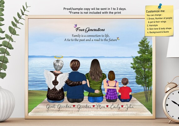 Custom 4 GENERATIONS PRINT Gift-mothers Day Grandma Mom | Etsy