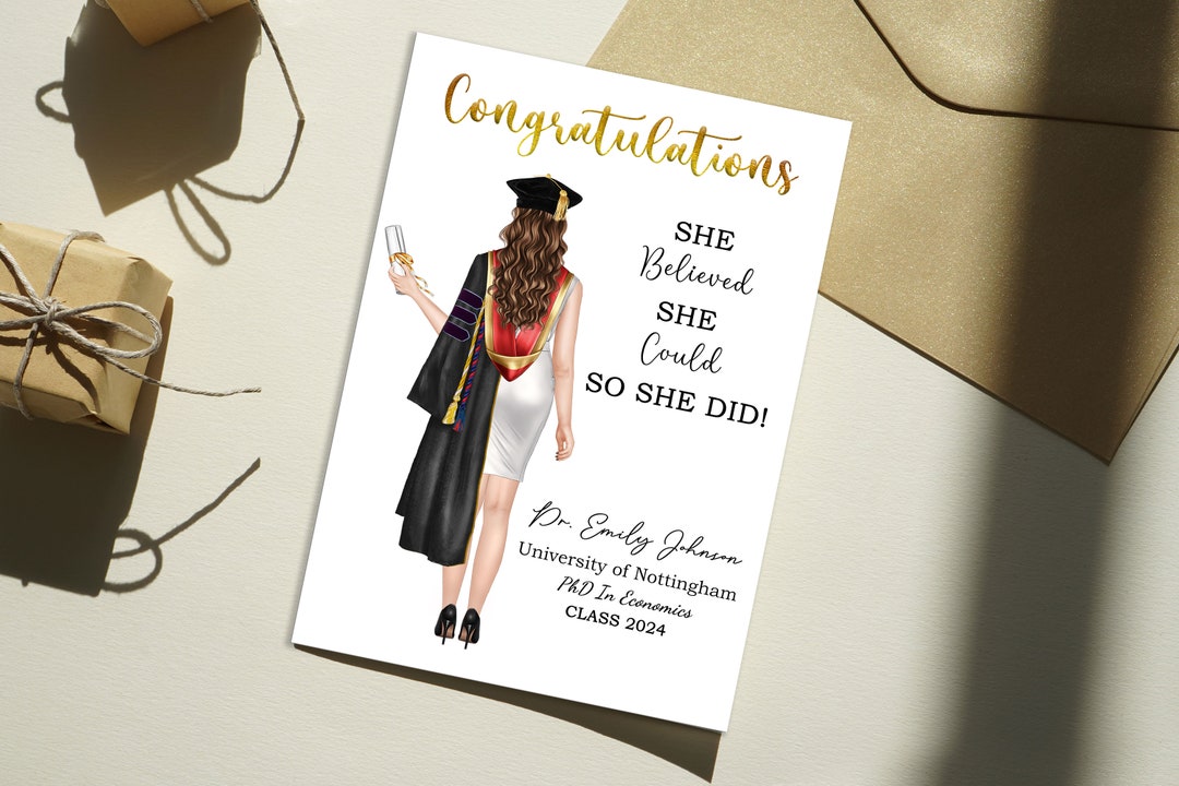 Phd GRADUATION GIFT for Her-doctorate Gift-custom Phd Graduation Card ...