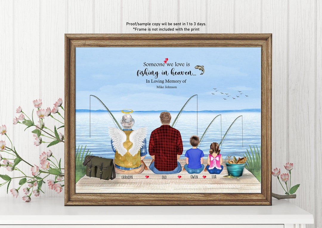 GRANDFATHER IN HEAVEN Memorial Frame Fishing Wall Art Personalized ...