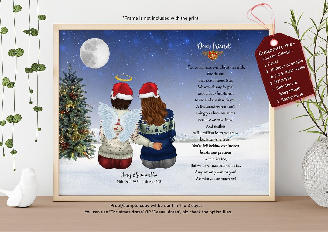 PERSONALIZED FRIEND MEMORIAL Print Best Friend Christmas Memorial ...