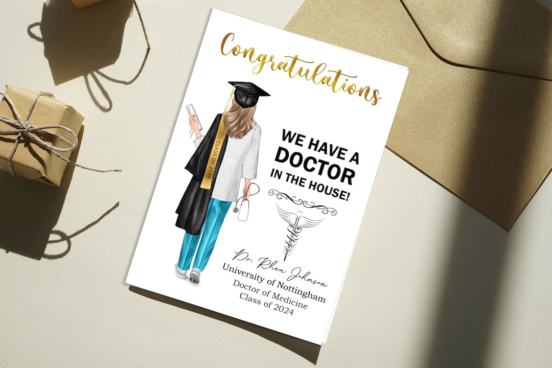 Personalized GRADUATION CARD for Doctor-congratulations Card-custom ...