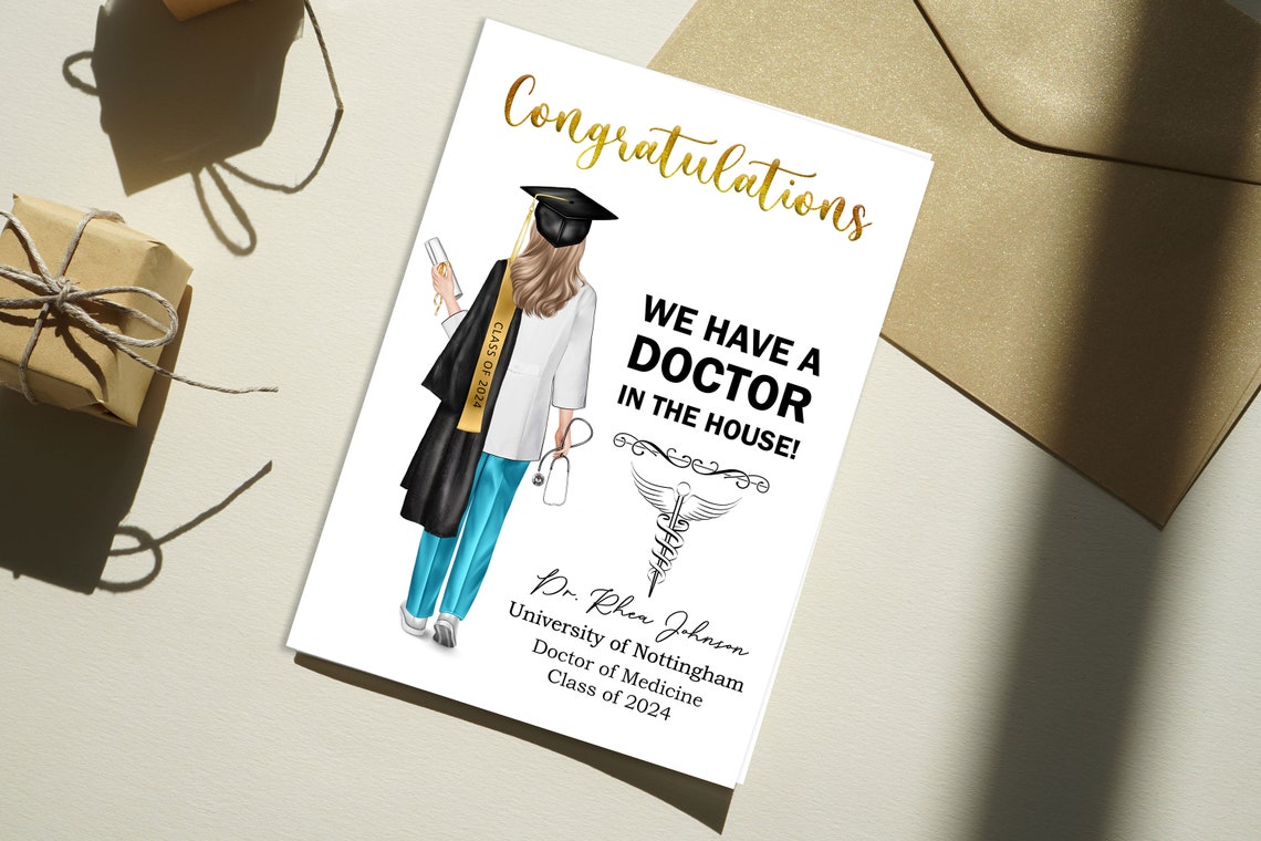 Personalized GRADUATION CARD for Doctor-congratulations Card-custom ...