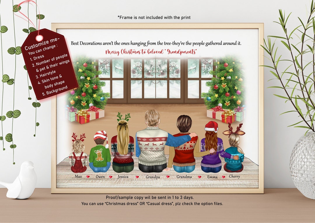 Christmas Family Portrait, Gift Ideas for Family, Custom Family Print ...