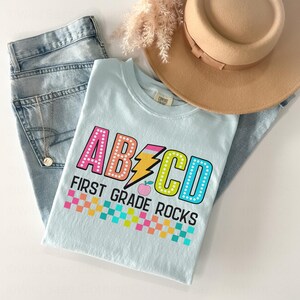 First Grade Rocks Teacher Shirts, 1st Grade Teacher Shirt, ABCD First ...