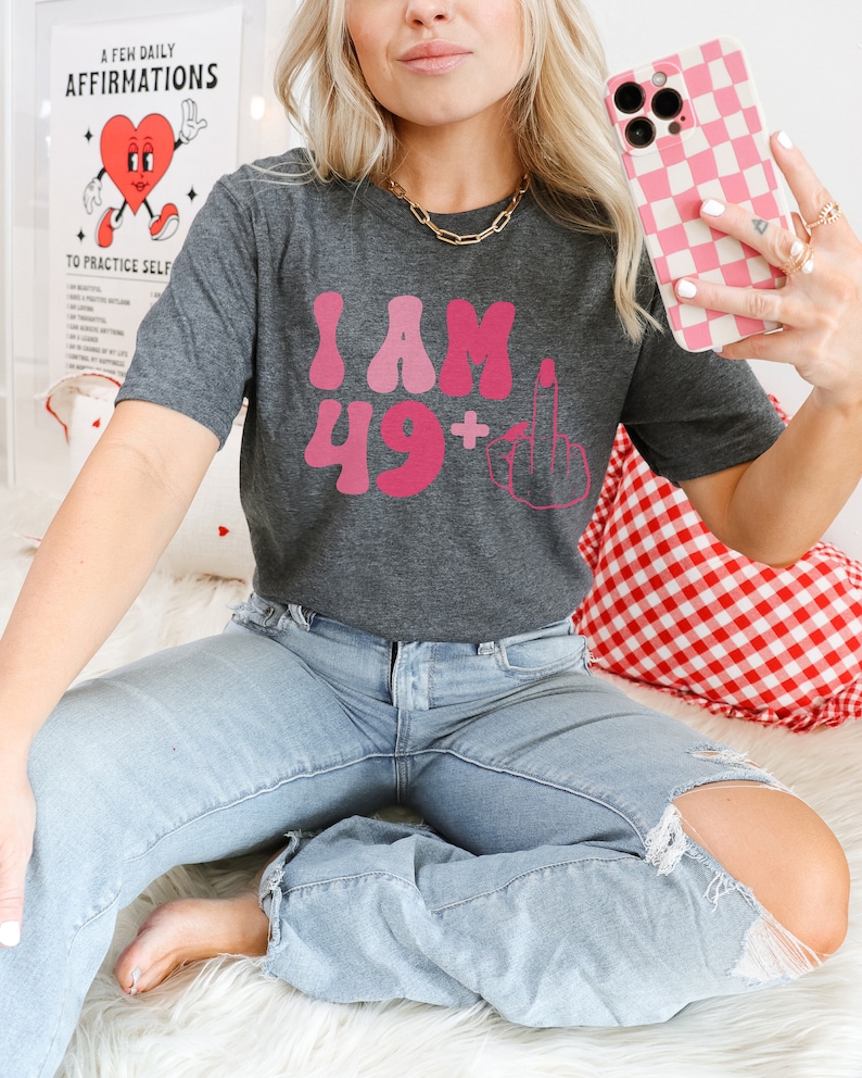 50th Birthday Gift for Women, 50th Birthday Shirt, 49 Plus 1 Middle ...