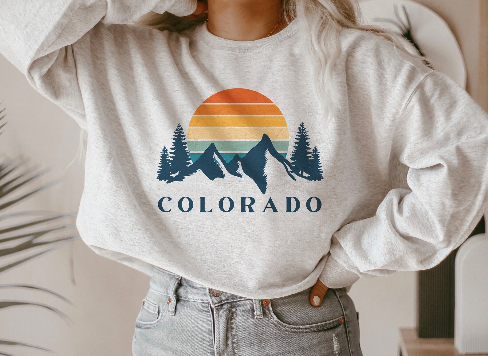 Colorado Crewneck Sweatshirt Retro Sunset Sweatshirt Rocky - Etsy