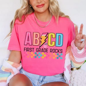 First Grade Rocks Teacher Shirts, 1st Grade Teacher Shirt, ABCD First ...