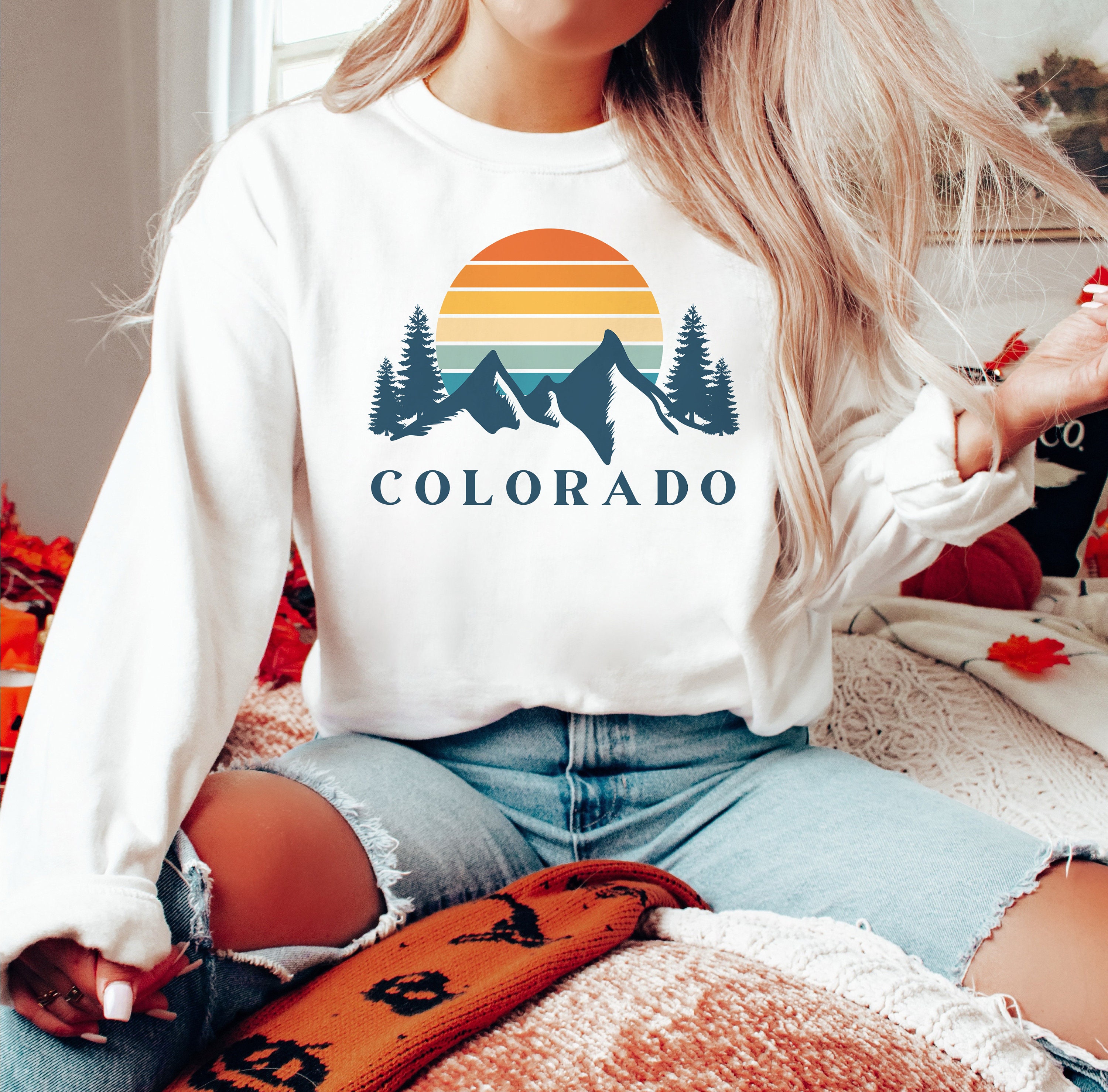 Colorado Crewneck Sweatshirt Retro Sunset Sweatshirt Rocky - Etsy