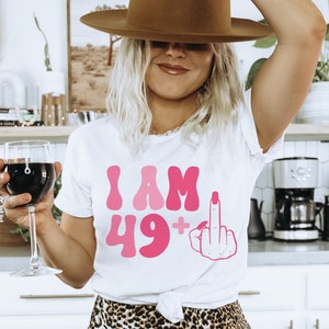 50th Birthday Gift for Women, 50th Birthday Shirt, 49 Plus 1 Middle ...