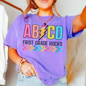First Grade Rocks Teacher Shirts, 1st Grade Teacher Shirt, ABCD First ...