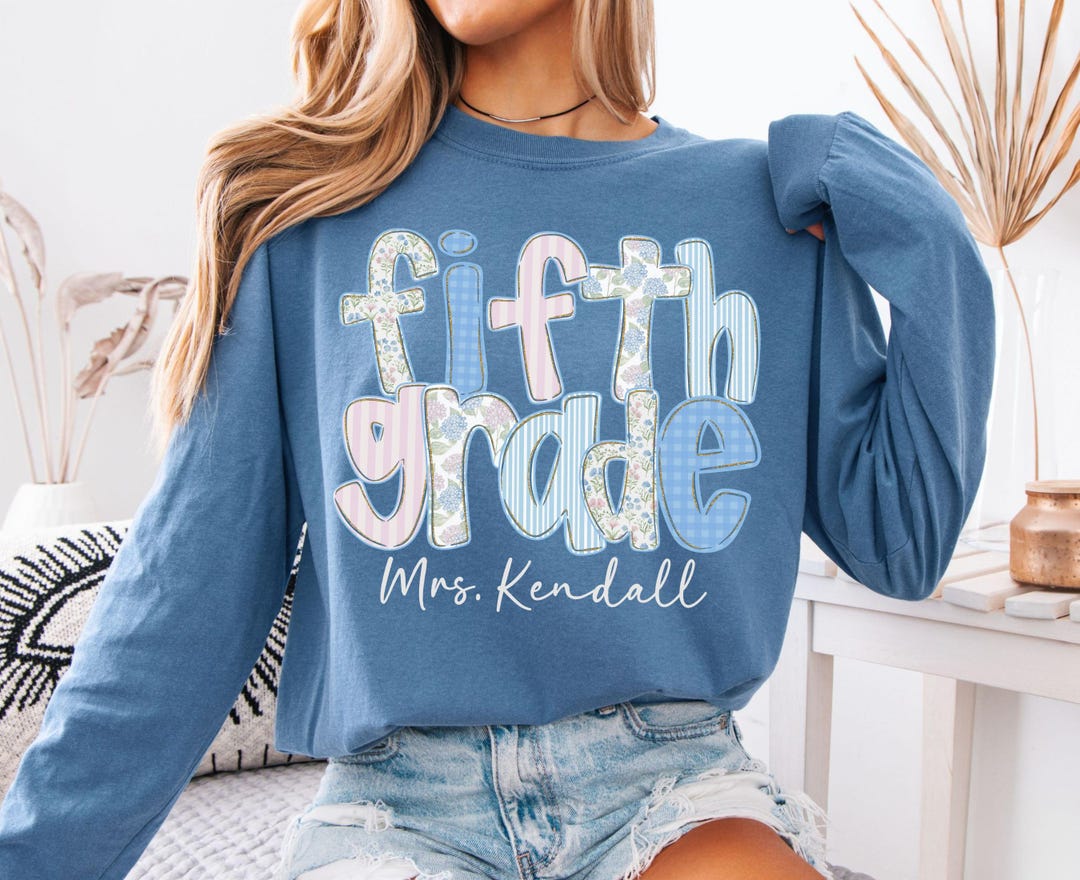 Fifth Grade Teacher Shirt, Comfort Colors Long Sleeve 5th Grade Teacher ...