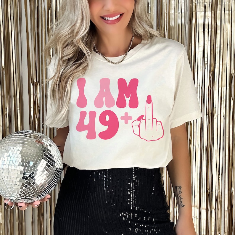 50th Birthday Gift for Women, 50th Birthday Shirt, 49 Plus 1 Middle ...