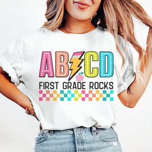First Grade Rocks Teacher Shirts, 1st Grade Teacher Shirt, ABCD First ...