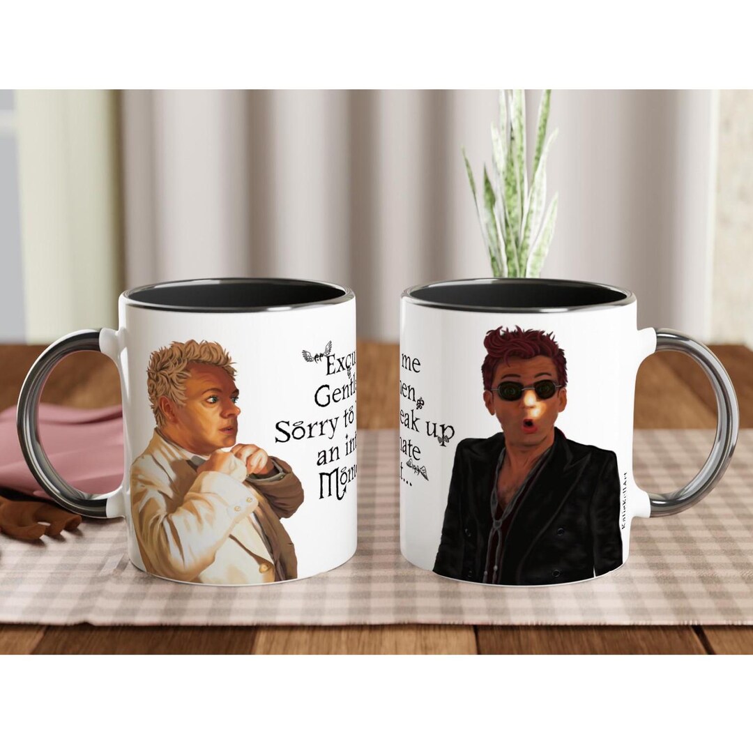 Excuse Me Gentlemen Angel and Demon Cup 11oz Ceramic Mug With Colour ...