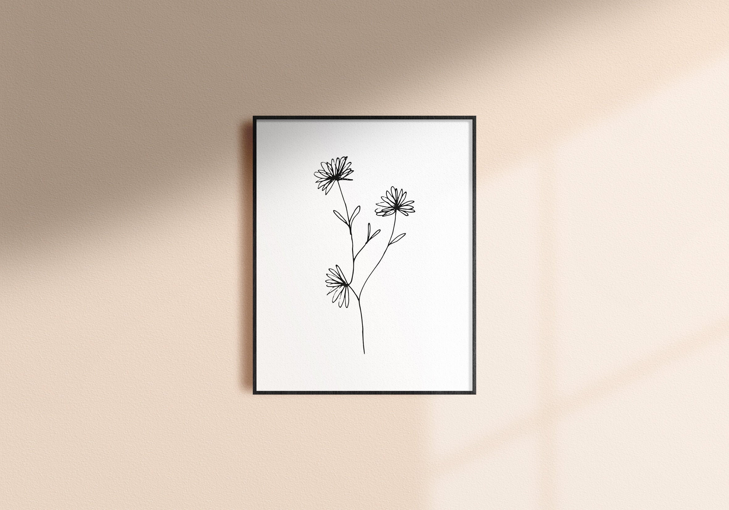 Boho Line Art Flower Printable - Etsy