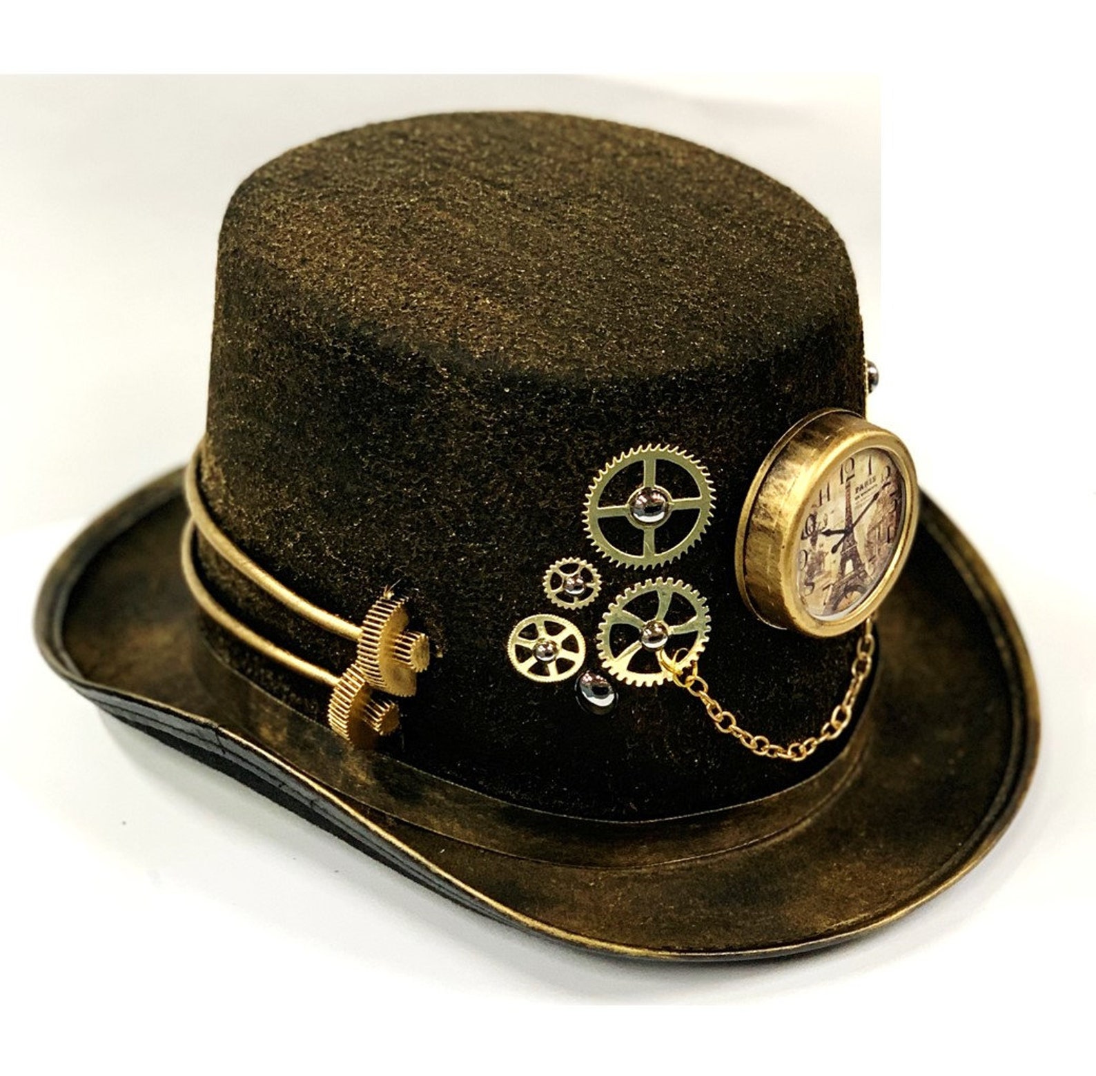 Steampunk Hat With Clock Attached Fancy Dress Costume Festival | Etsy