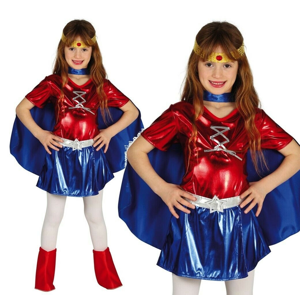 Girls Superhero Costume Fancy Dress Woman Hero Cape Halloween Etsy