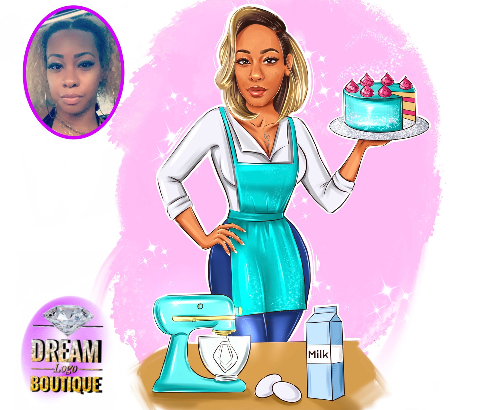 Cartoon Logo Portrait Business Logo Portrait Nail Artist - Etsy