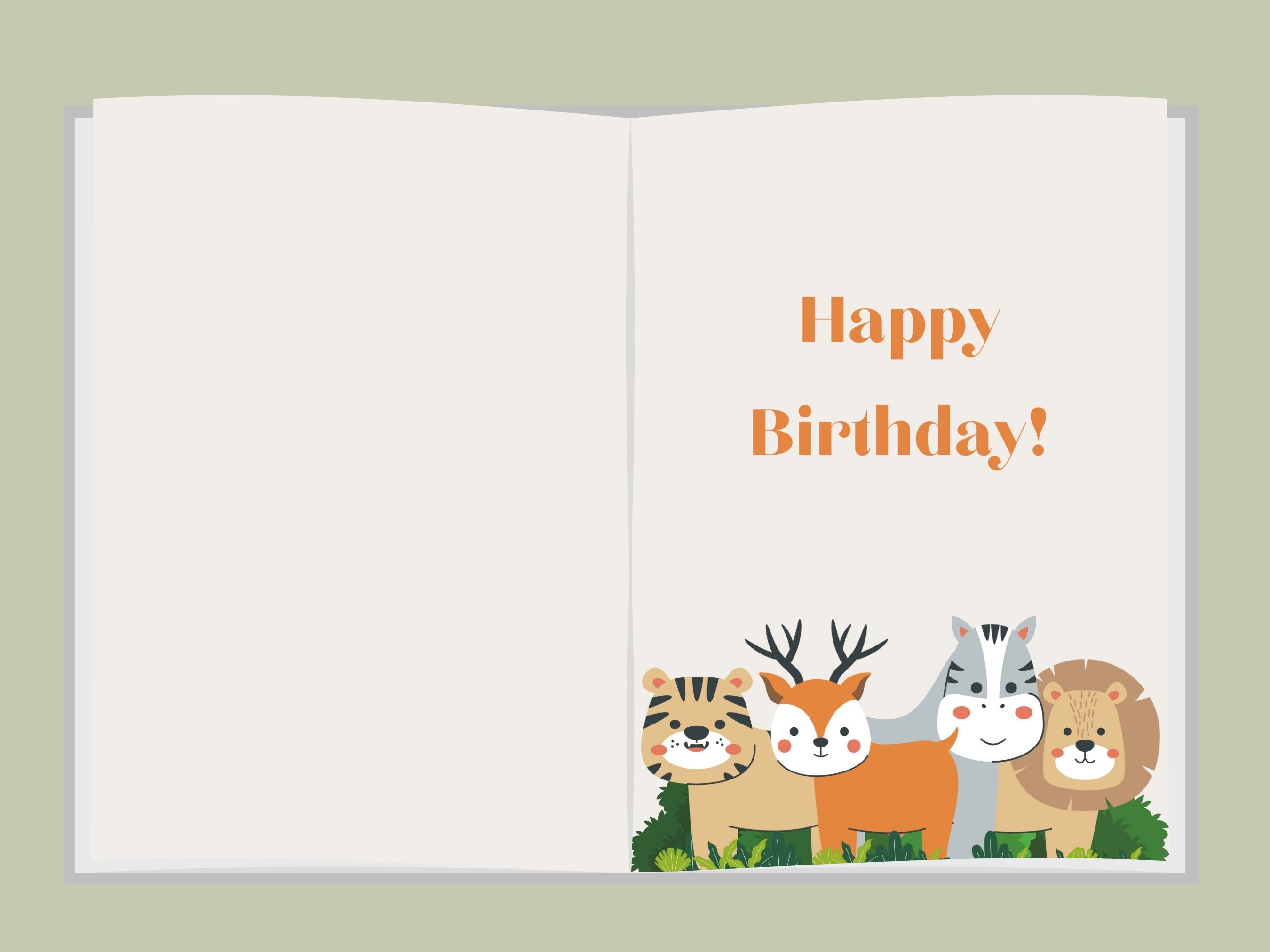 Printable Birthday Card With Animals - Digital Download - Print at Home ...