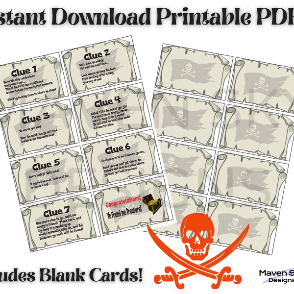 Pirate Treasure Hunt Clues - Etsy