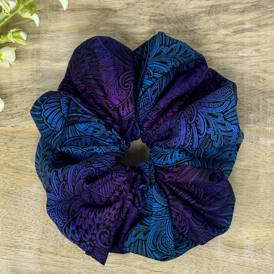 XL Blue and Purple Scrunchie, Huge Scrunchie, Jumbo Scrunchie, Extra ...