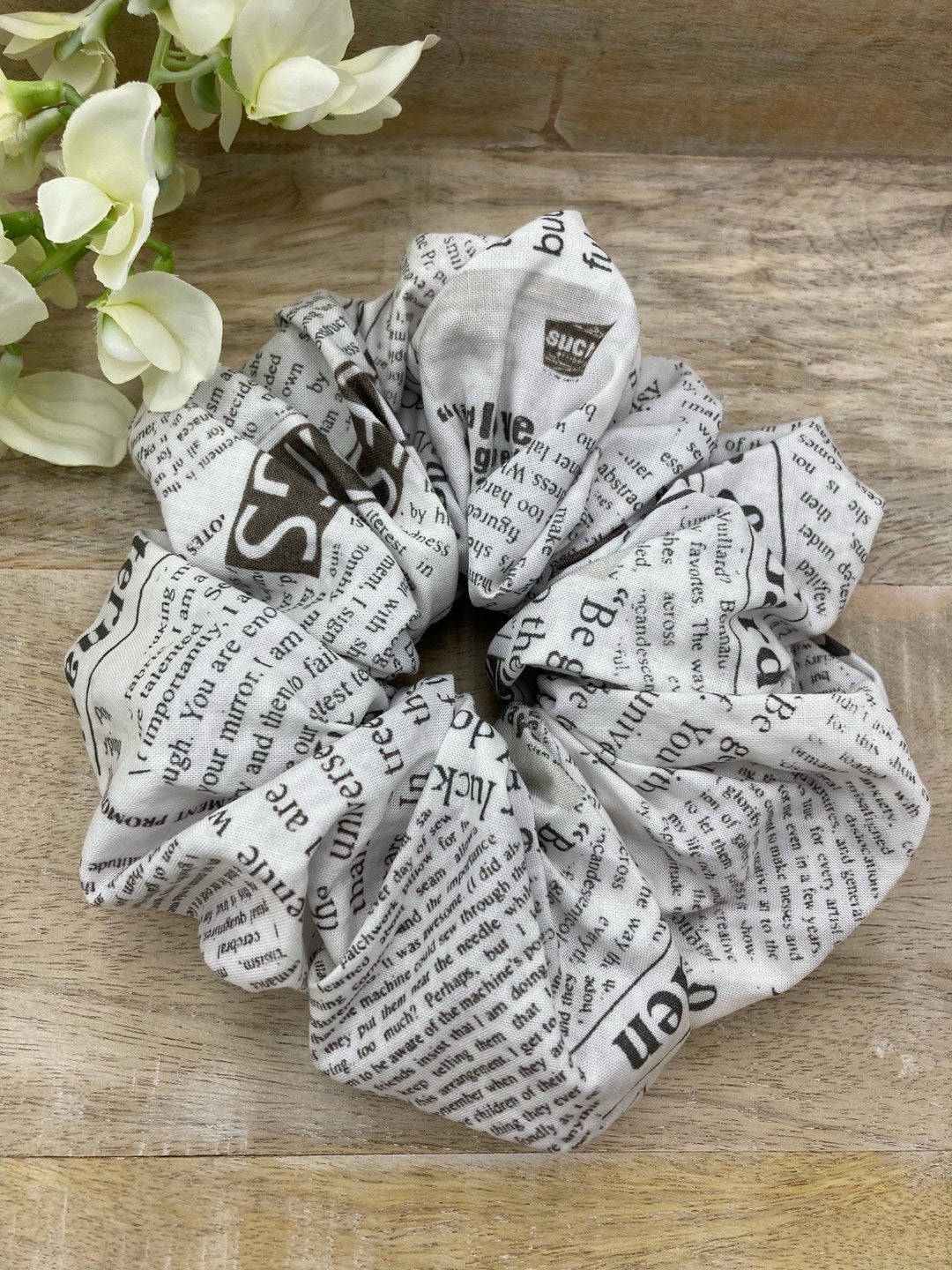 XL Newspaper Print Scrunchie, Huge Scrunchie, Jumbo Scrunchie, Extra ...