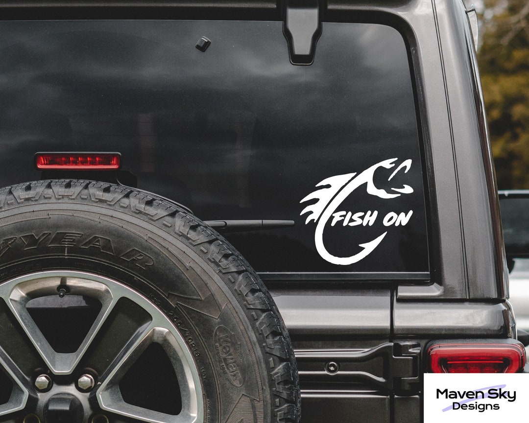Fish on Vinyl Decal, Fishing Decal, Car Decal, Car Window Decal, Fish ...