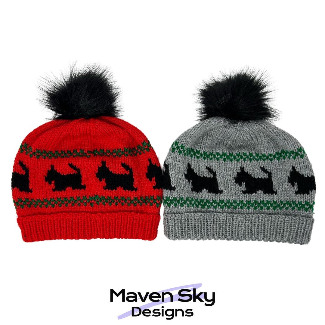 Hand-knitted Scottish Terrier Hat, Toque, Knitted Hats, Women's Knitted ...