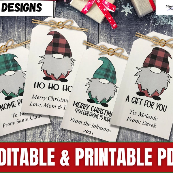 Gnome Christmas Tags - Etsy
