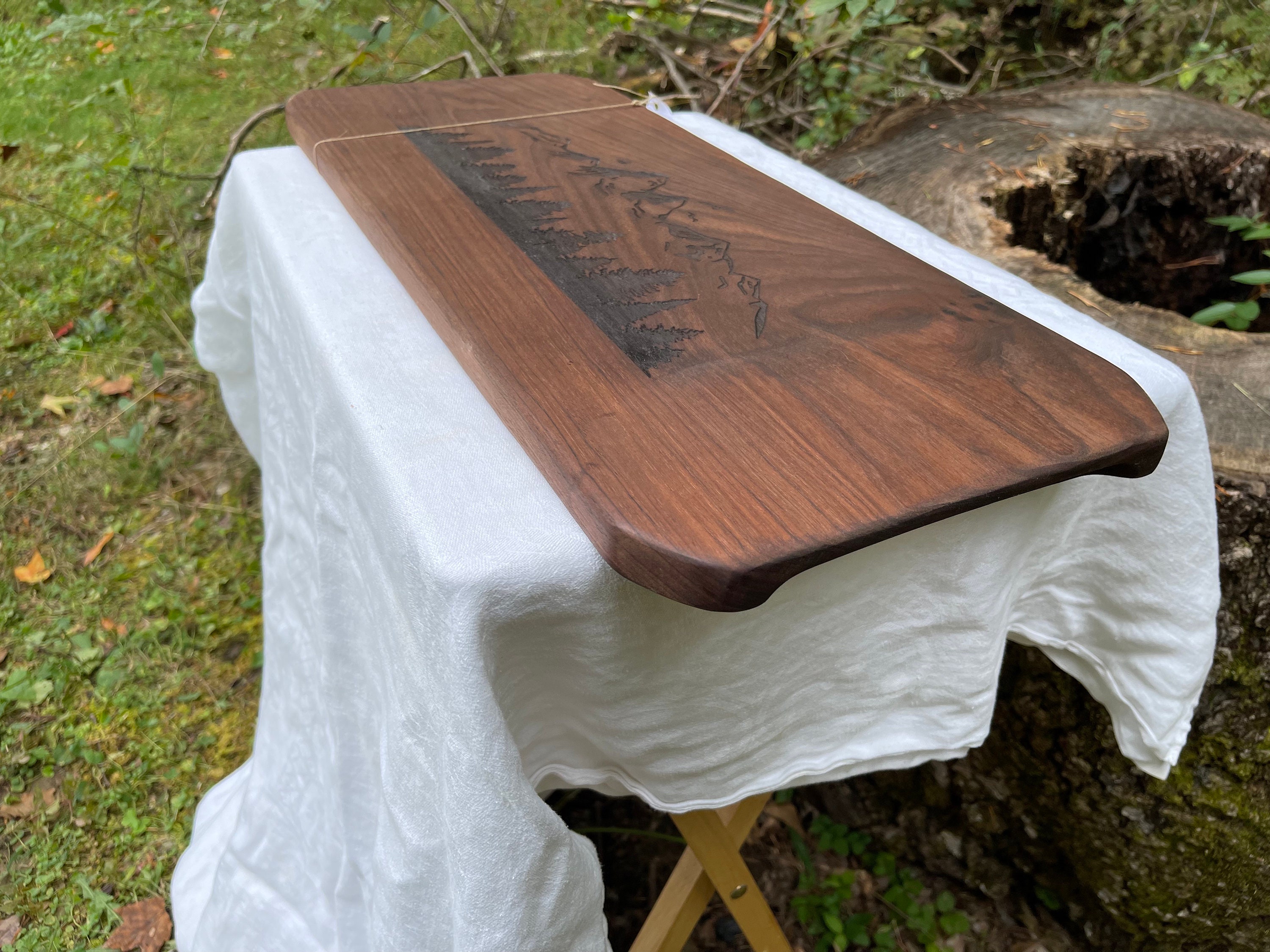 Mountain Scene on Walnut Serving Trey - Etsy