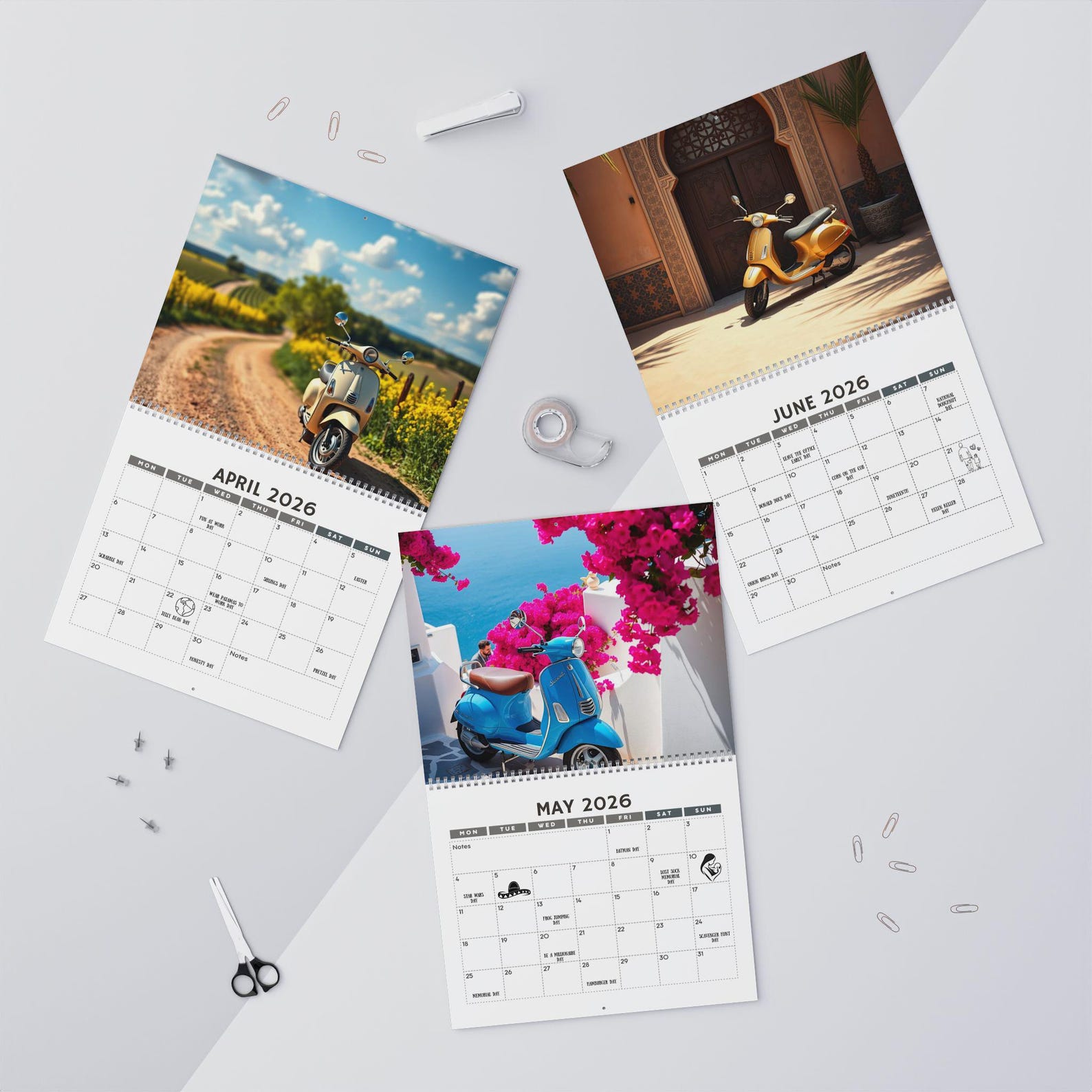 Vespa 2026 Wall Calendar: Italian Summer Scooter Travel Photography - Etsy