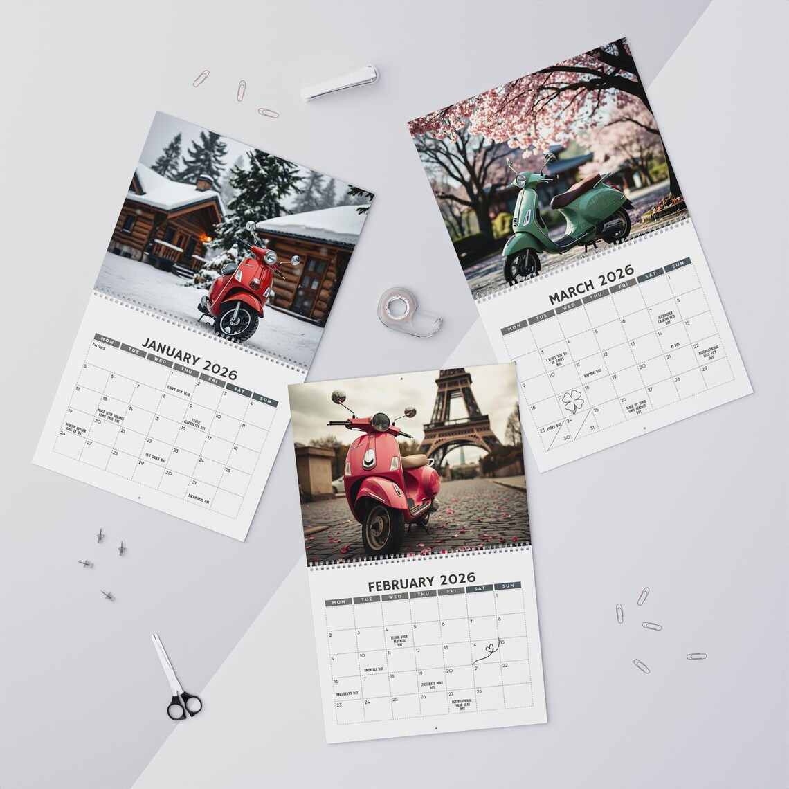 Vespa 2026 Wall Calendar: Italian Summer Scooter Travel Photography - Etsy